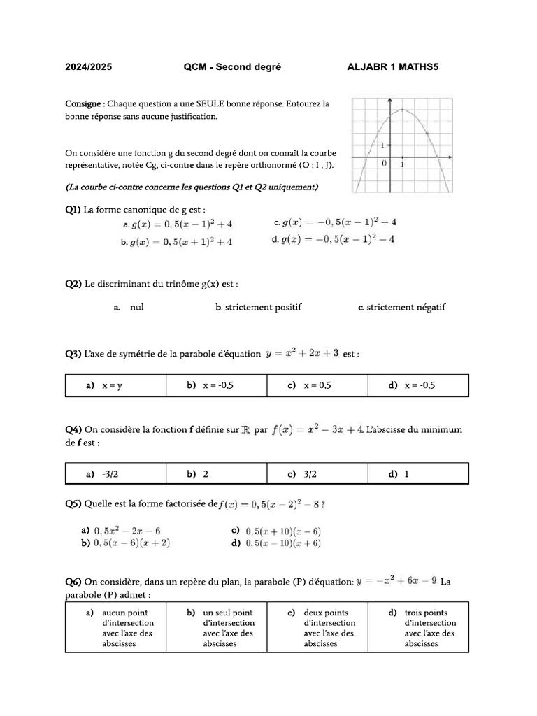 Maths QCM | PDF