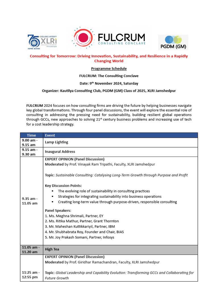 Fulcrum-24 Programme Schedule | PDF | Economies | Business