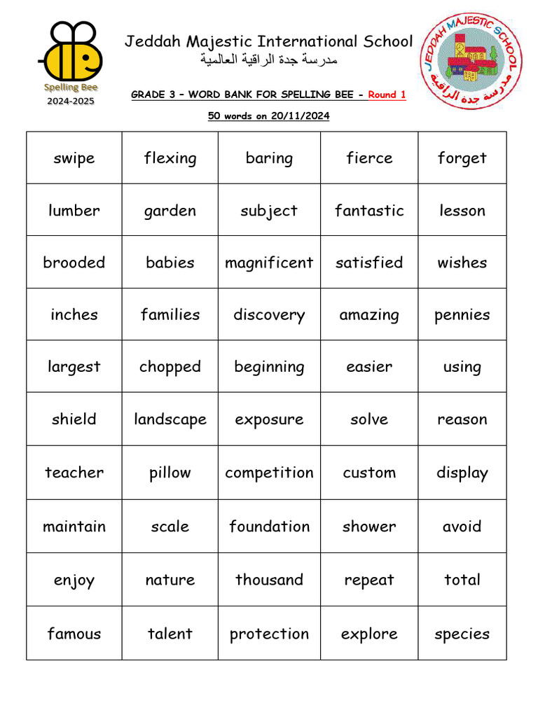 Grade 3 Spelling Bee Word List | PDF