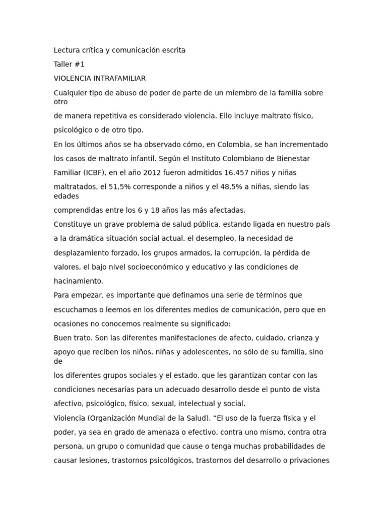 Lectura Crítica y Comunicación Escrita | PDF | Abuso infantil ...