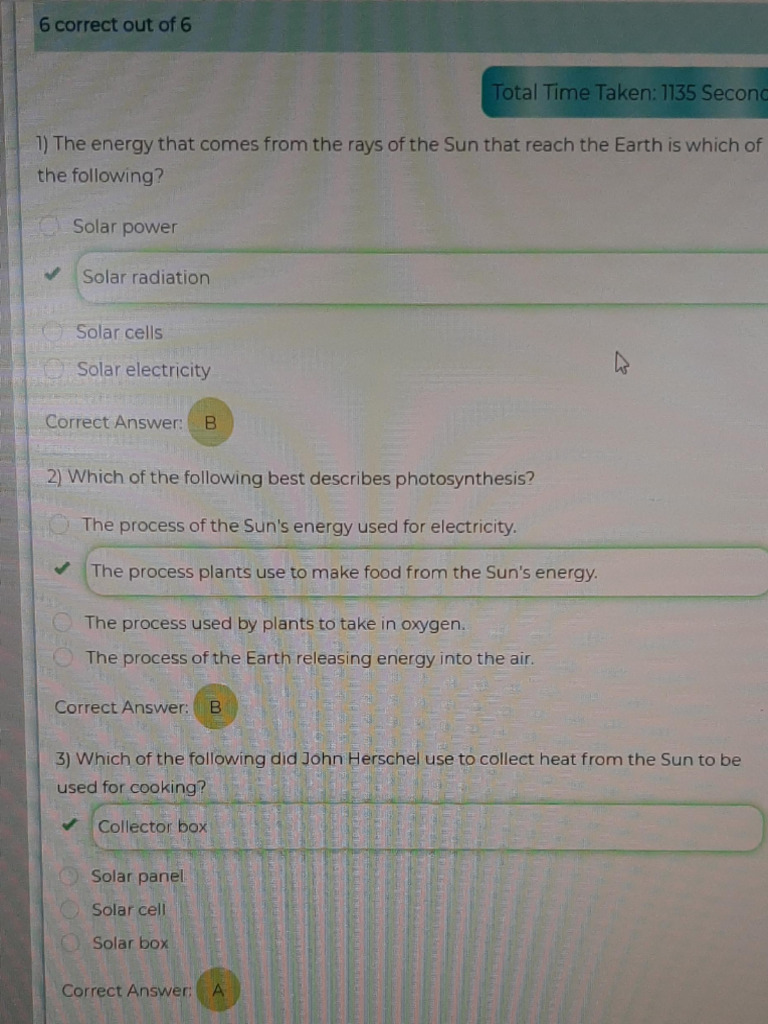 Sun Energy Reading (Answers) | PDF