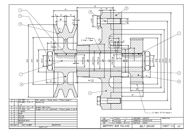 Gambar Rakitan 2d | PDF | Manufactured Goods | Mechanical Engineering