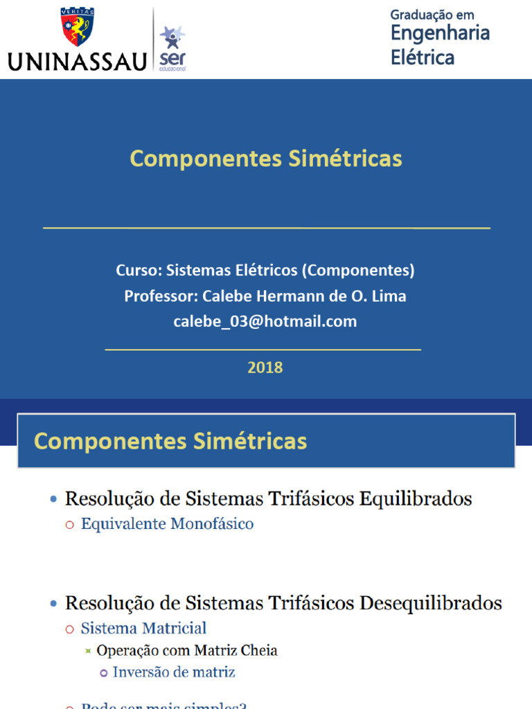 Aula4_Componentes simétricas | PDF | Engenharia Elétrica | Engenharia