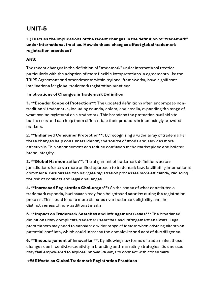 IPR-UNIT 5 | PDF | Intellectual Property | Trademark