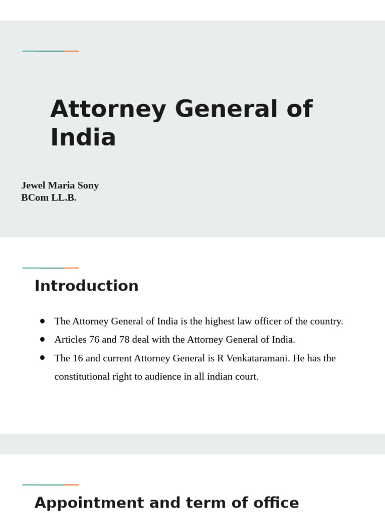 Attorney General of India Overview | PDF | Law
