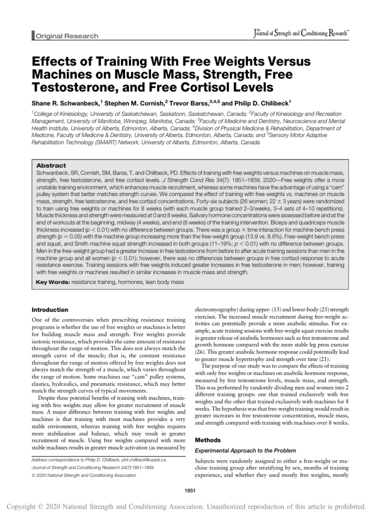 Effects of Training With Free Weights Versus.6 | PDF | Strength ...