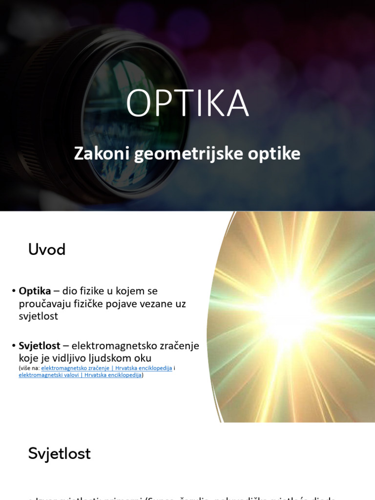 OPTIKA - 1 - Zakoni Geometrijske Optike | PDF