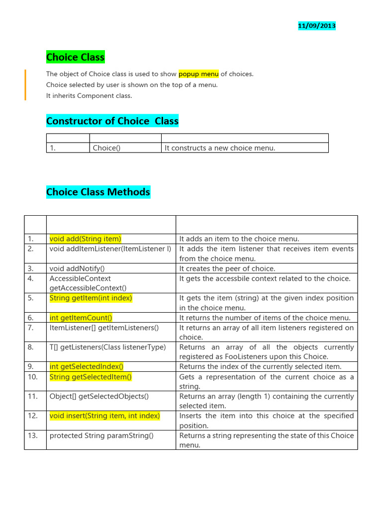 2023 09 11 AWT Choice | PDF | Constructor (Object Oriented Programming ...