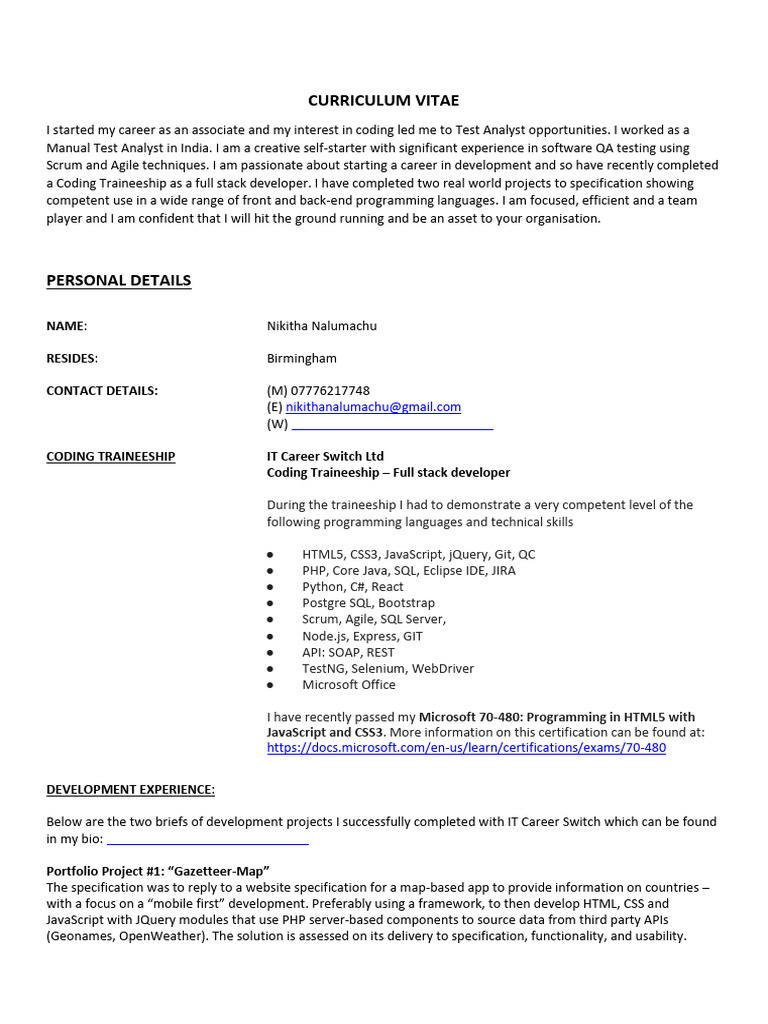 Sample Resume Front End | PDF | Selenium (Software) | Computing