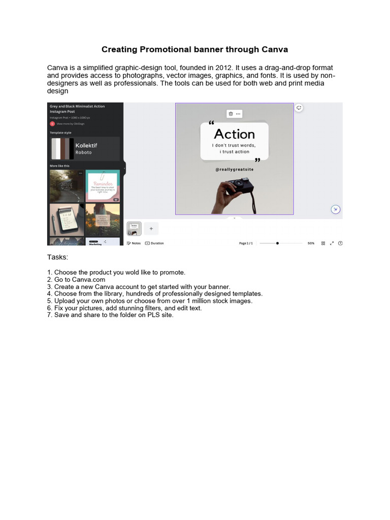 Practice - Creating Promotional Banner Through Canva | PDF | Art