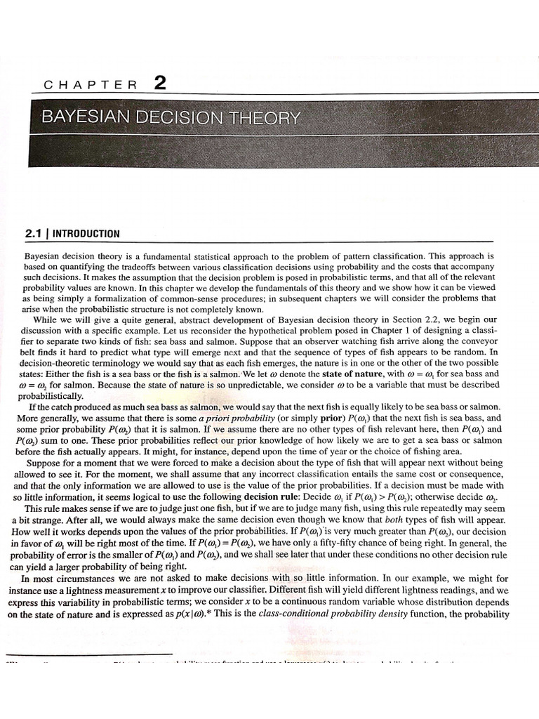 Pattern Recognition Chapter 2 | PDF