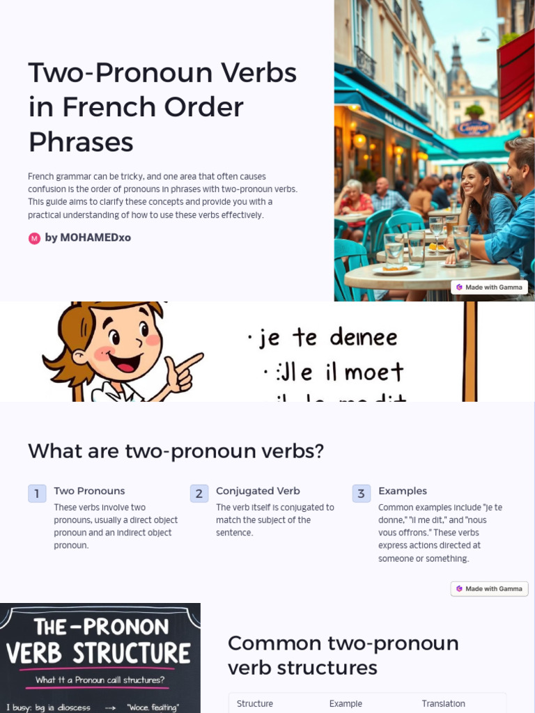 Two Pronoun Verbs in French Order Phrases | PDF | Language Arts ...
