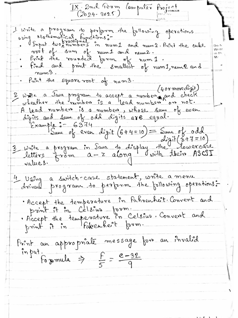 IX 2nd Term Computer Project 2024-25 | PDF