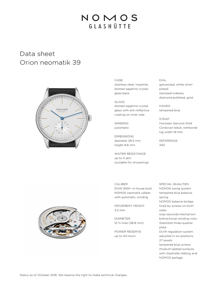 340 Nomos Data Sheet Orion Neomatik 39 | PDF