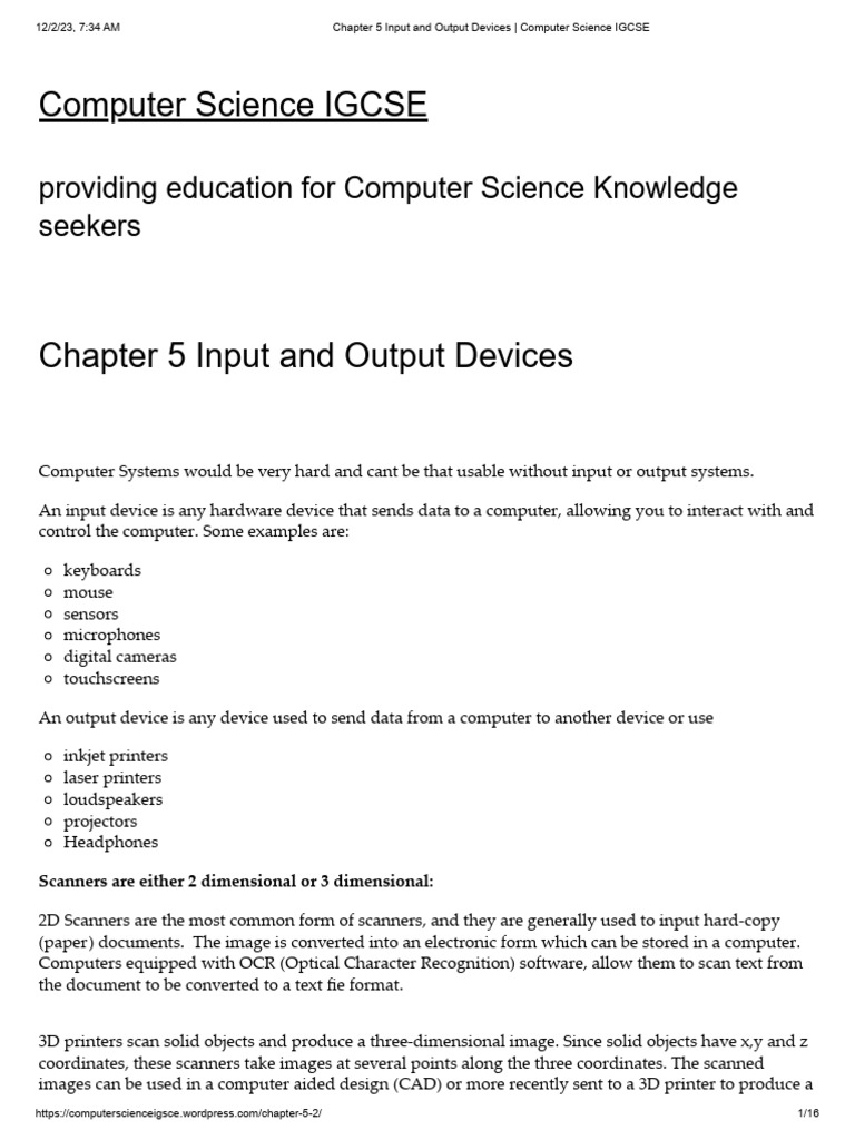 Input and Output Devices | PDF | Computer Keyboard | Printer (Computing)