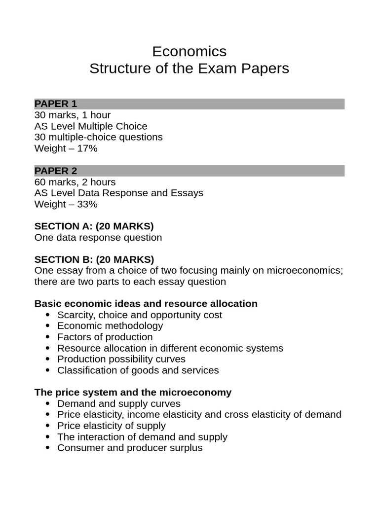 Economics Structure of Exam Papers | PDF | Economics | Macroeconomics