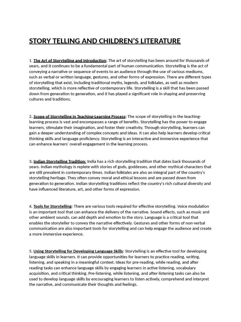 Storytelling in Children's Literature | PDF | Storytelling | Narrative