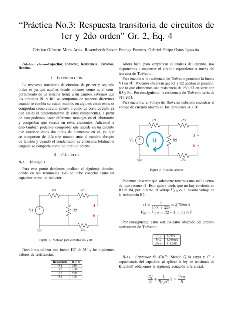 Respuesta Transitoria en Circuitos | PDF | Red eléctrica | Resistencia ...