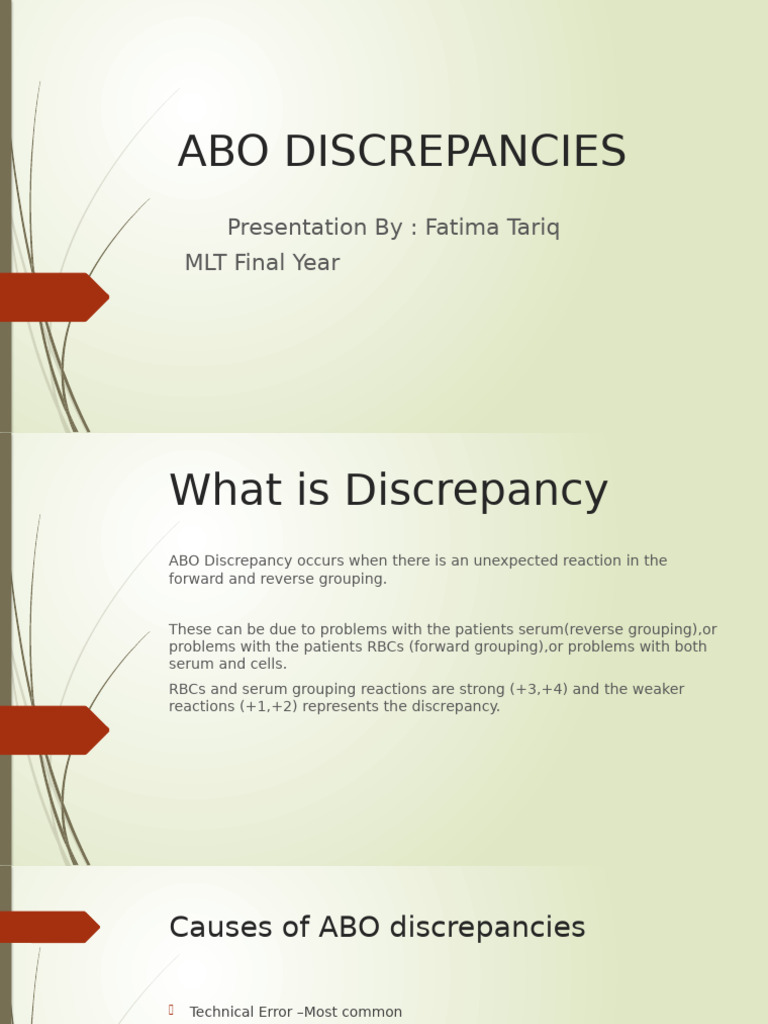 ABO Discrepancies | PDF | Medical Specialties | Clinical Medicine