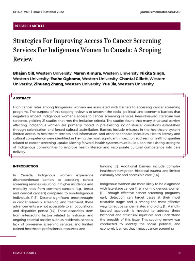 Strategies For Improving Access To Cancer Screening Services For ...