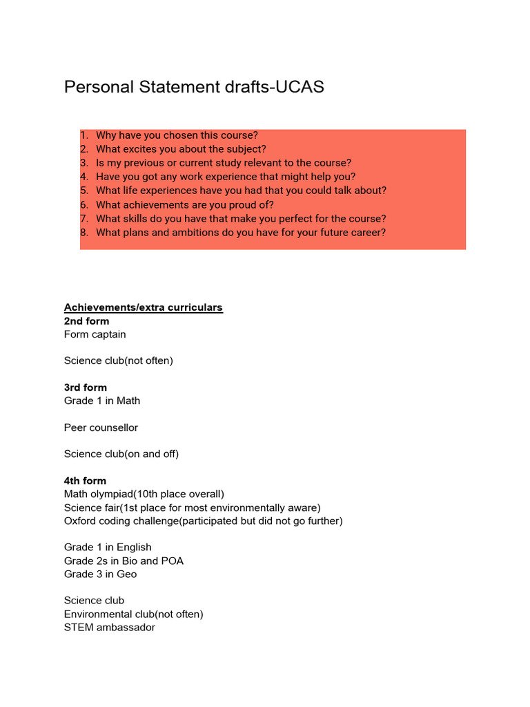 UCAS Personal Statement Guide | PDF | Career & Growth | Art