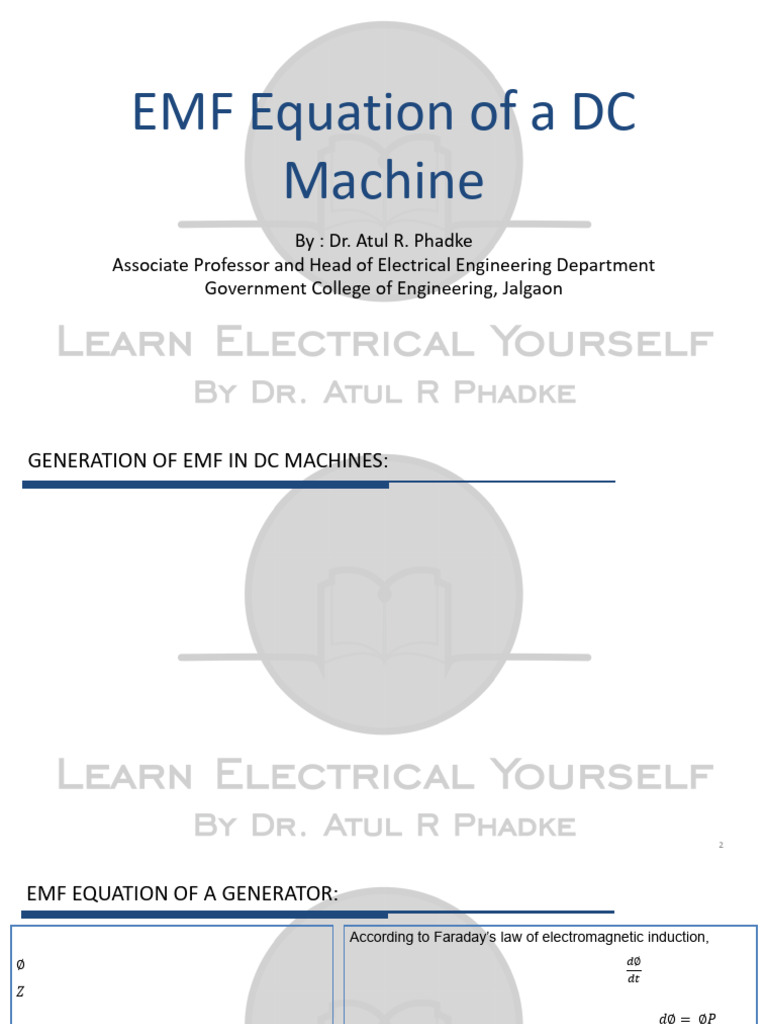 EMF Equation of DC Generators Explained | PDF | Electromagnetic ...