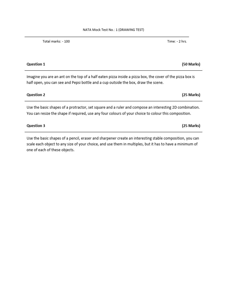 NATA Drawing Model Paper | PDF