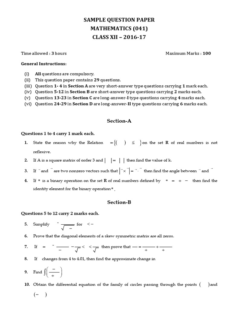 NATA Mathematics Previous Paper | PDF | Algebra | Mathematical Concepts