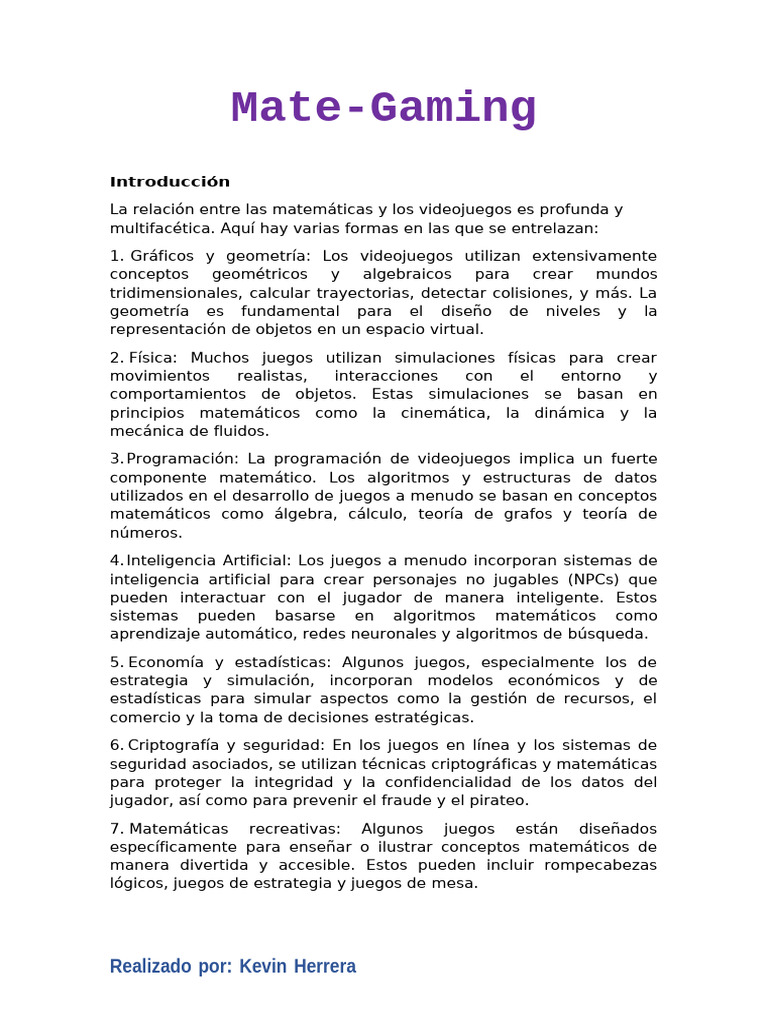 Matemáticas en Videojuegos: Aprendizaje Activo | PDF | Videojuegos ...