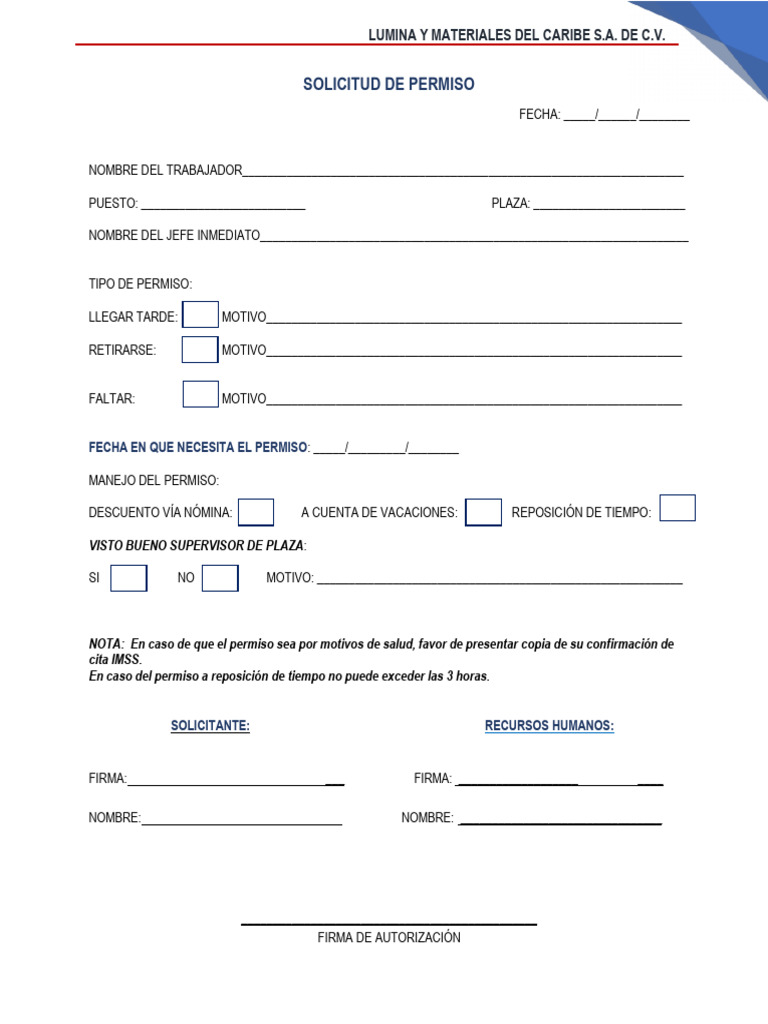 Solicitud de Permiso | PDF | Crecimiento personal y profesional | Negocios