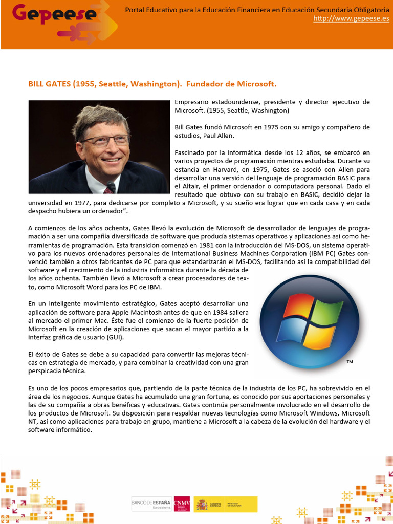 Bill Gates | PDF | Microsoft | Computadoras personales