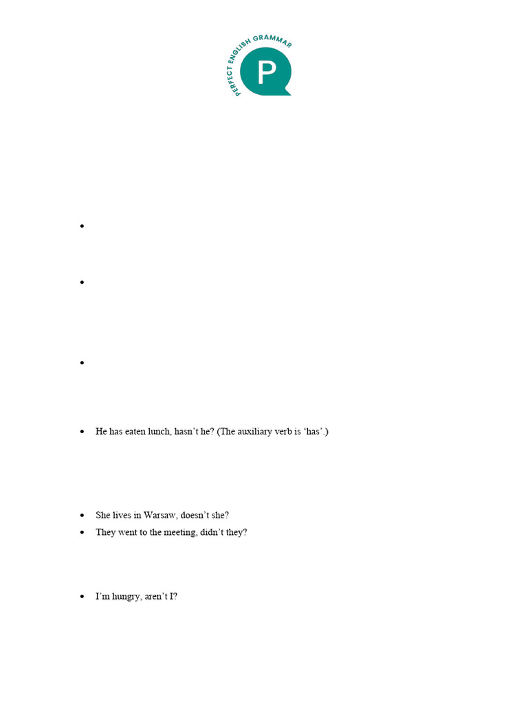 PEG - Tag Questions | PDF | Verb | Semantic Units