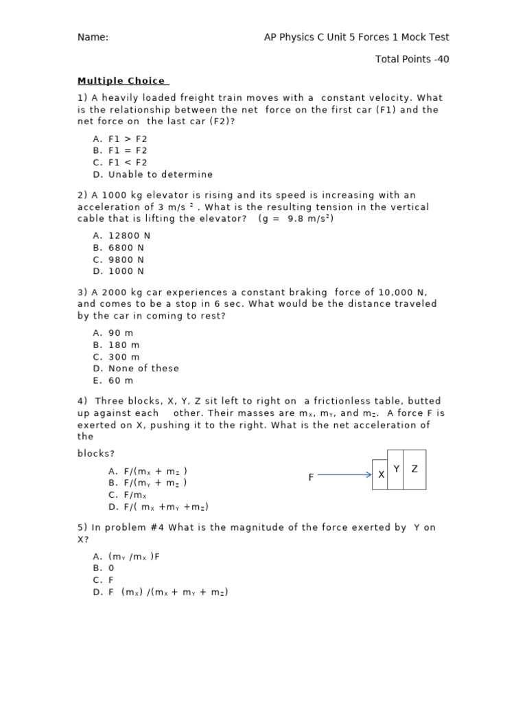 Multiple Choice | PDF | Force | Tension (Physics)