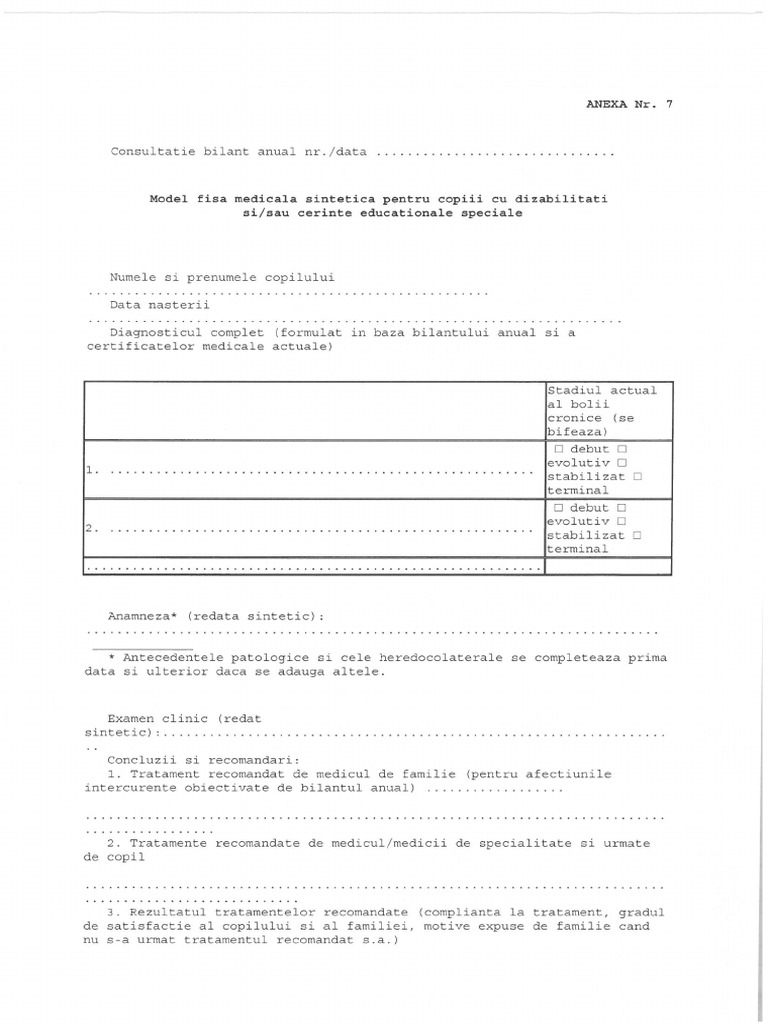Fisa Medicala Sintetica | PDF