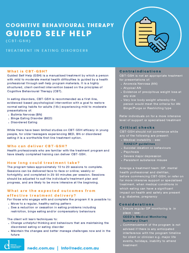 CBT-GSH for Eating Disorders Guide | PDF | Cognitive Behavioral Therapy ...