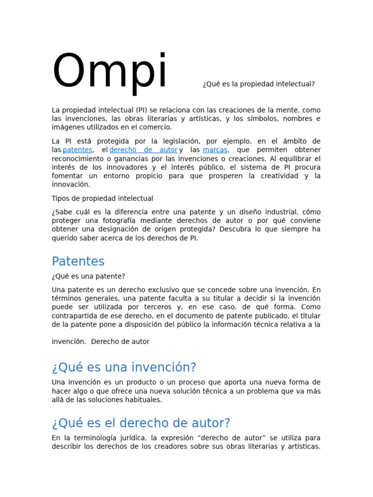 Ompi | PDF | Propiedad intelectual | Patentar