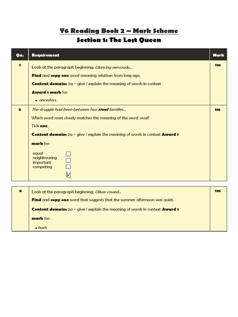 Y6 Reading Booklet 2 Answers | PDF | General Fiction