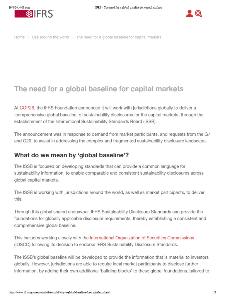 IFRS - The Need For A Global Baseline For Capital Markets | PDF ...