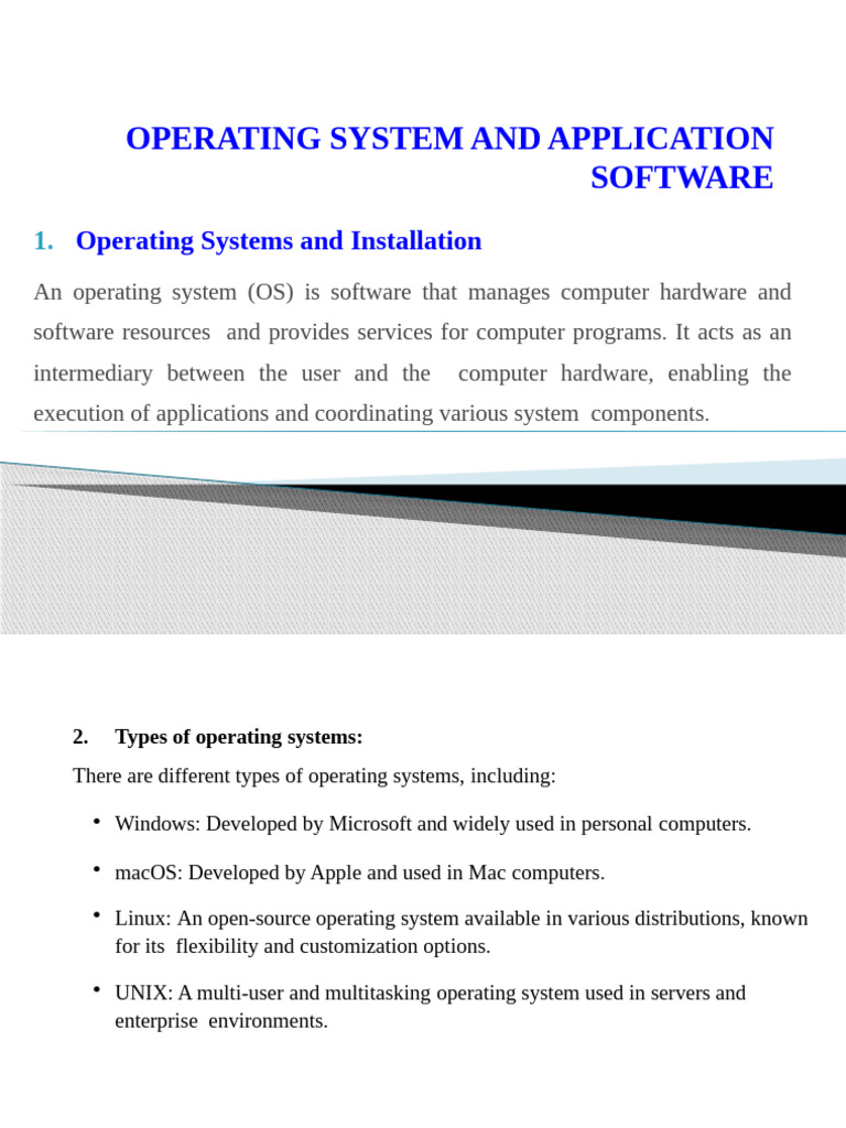 Operating System and Application Software | PDF | Operating System | Installation (Computer ...