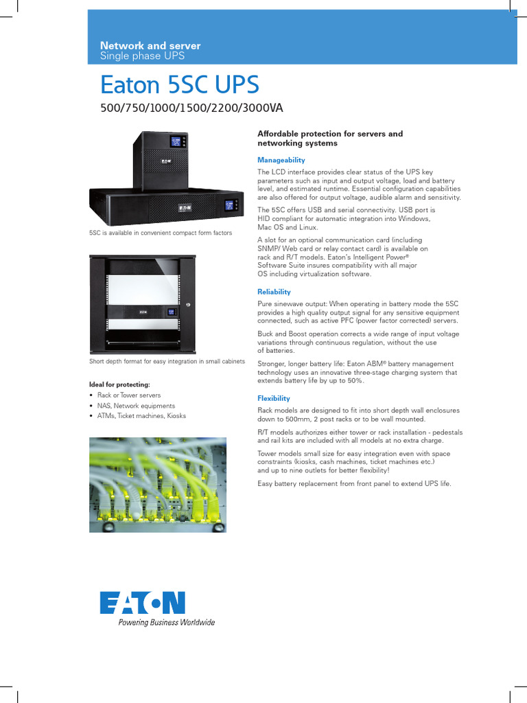 Eaton 5sc Ups 500 3000va Datasheet | PDF | Server (Computing) | Mains ...