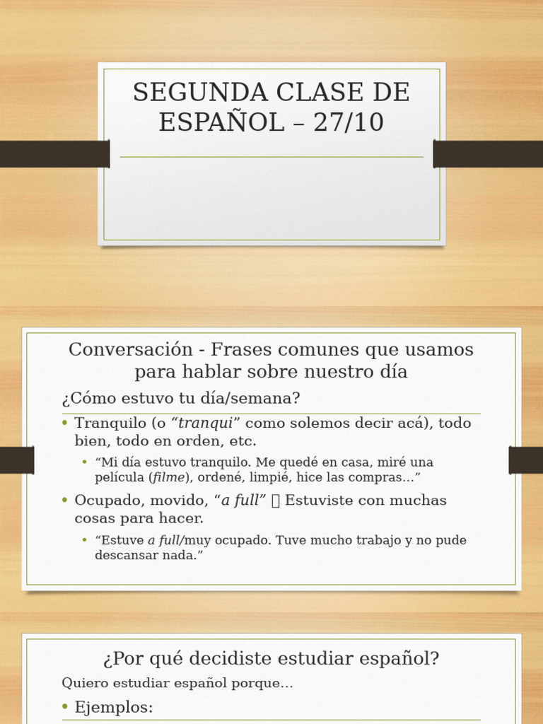 Segunda Clase de Español (27-10) | PDF | Artes del Lenguaje y Comunicación