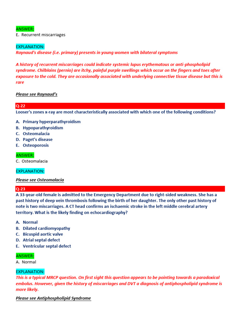 4passmedicine MRCP Mcqs Rheumatology | PDF | Science & Mathematics