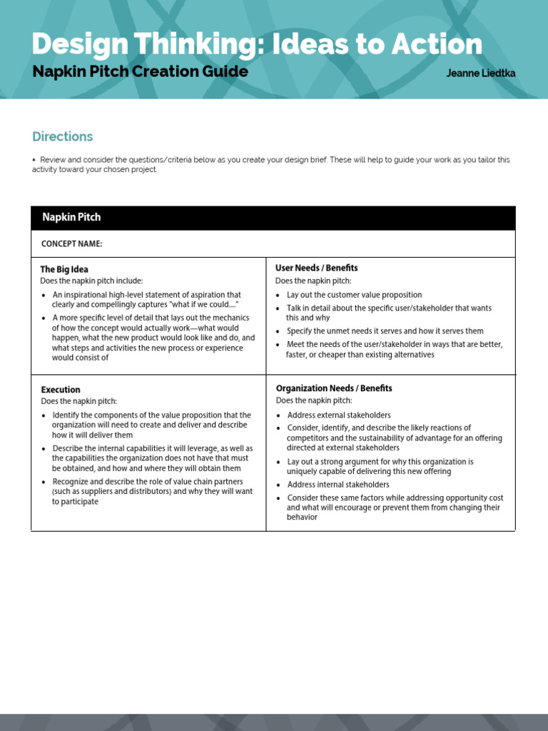 Napkin Pitch Creation Guide | PDF | Business Economics | Business