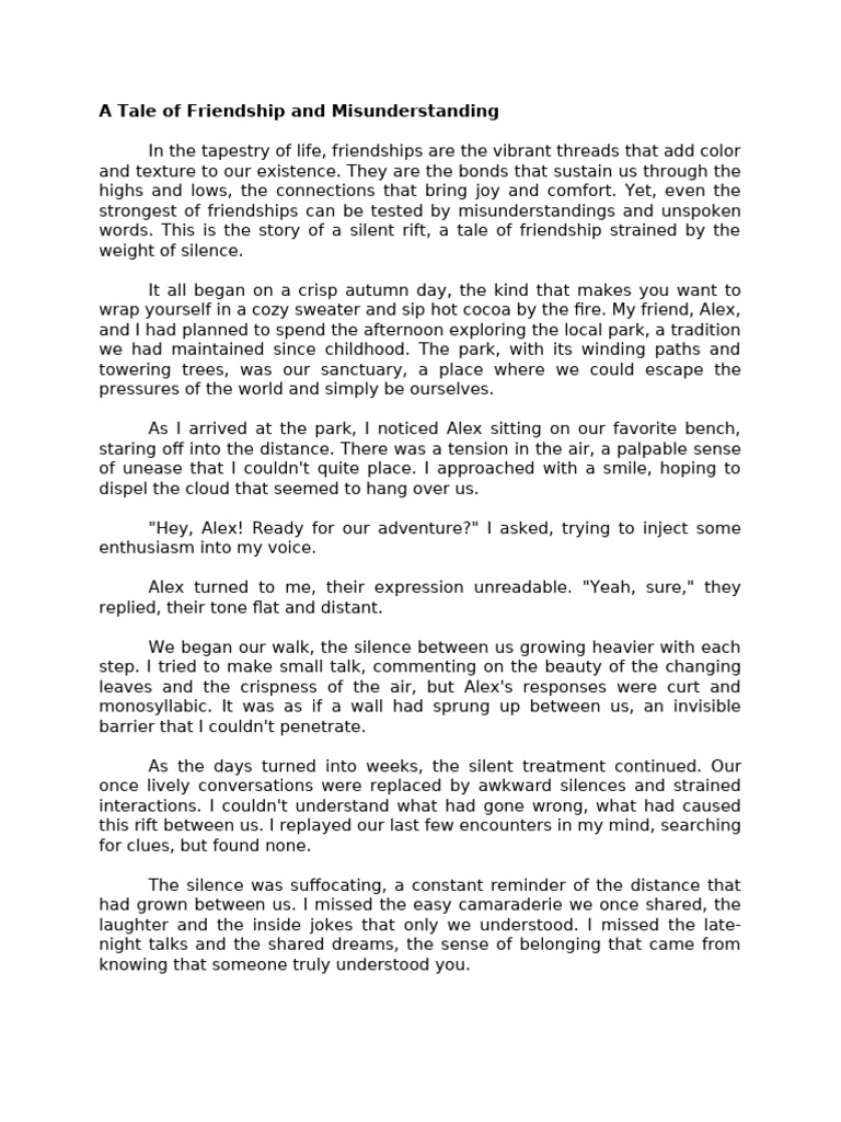 A Tale of Friendship and Misunderstanding | PDF | Language Arts ...