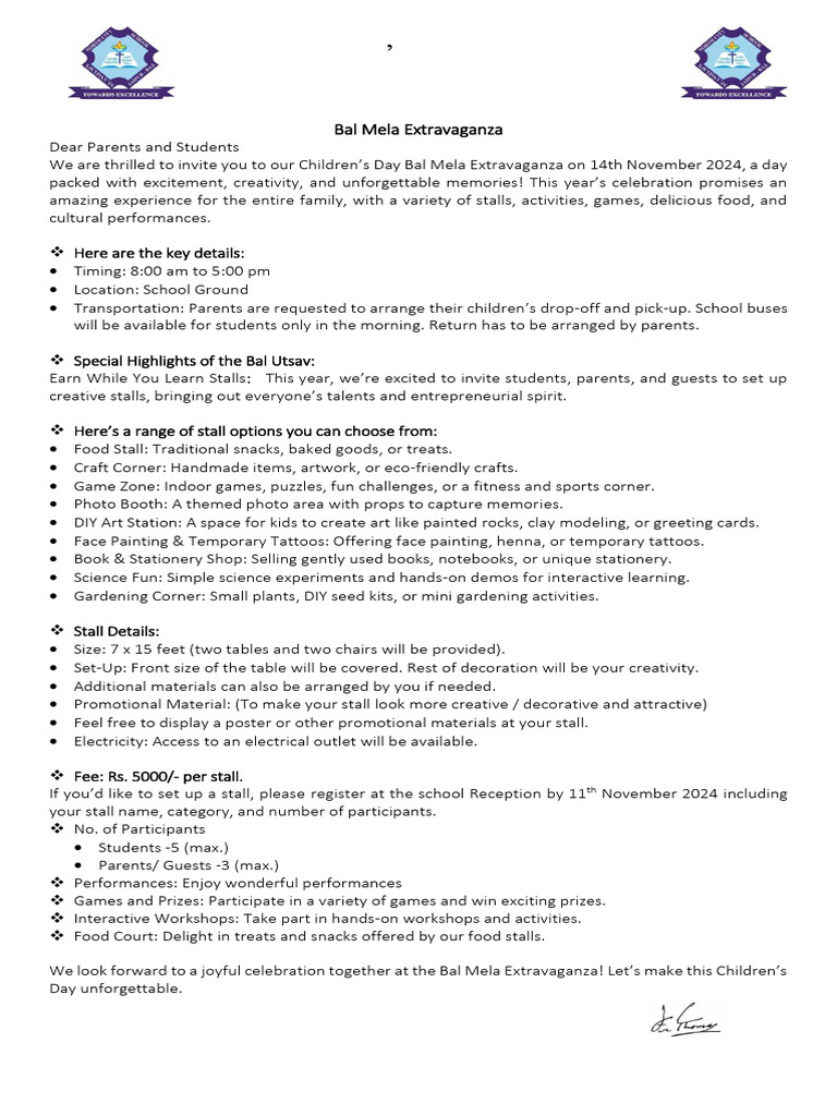 Bal Mela Extravaganza | PDF