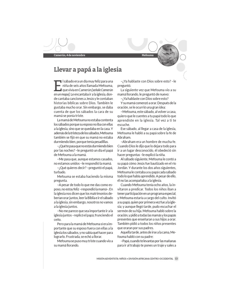 La fe de Mefouma y su papá | PDF | Oración