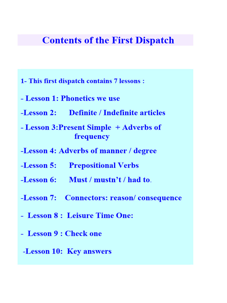 Contents of The First Dispatch | PDF | Wellness