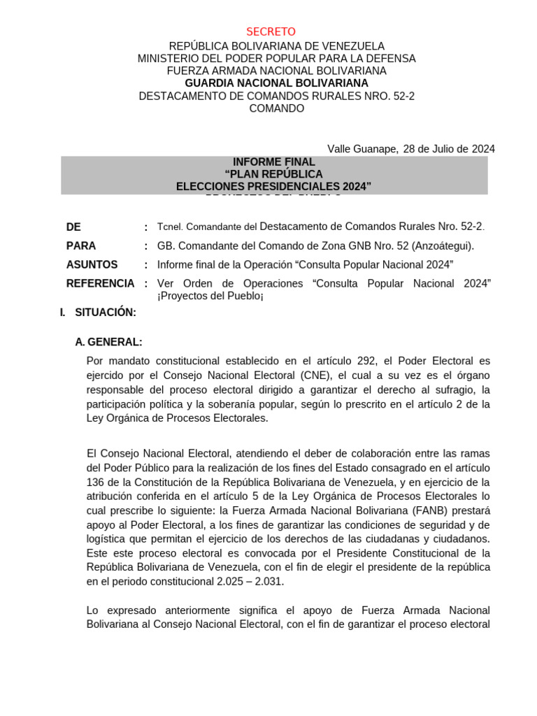 Informe Final Eleciones Presidenciales Zodi 2024 | PDF | Gobierno | Venezuela