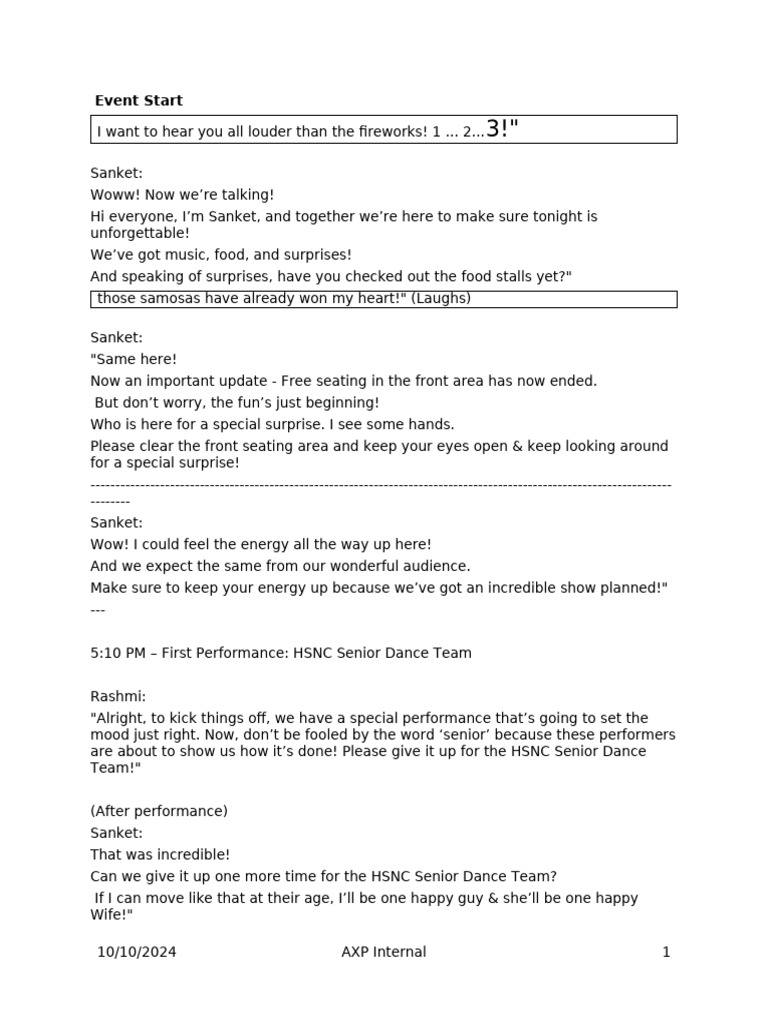 Humsub Diwali Emcee Script - Vf3.99 | PDF | Performing Arts