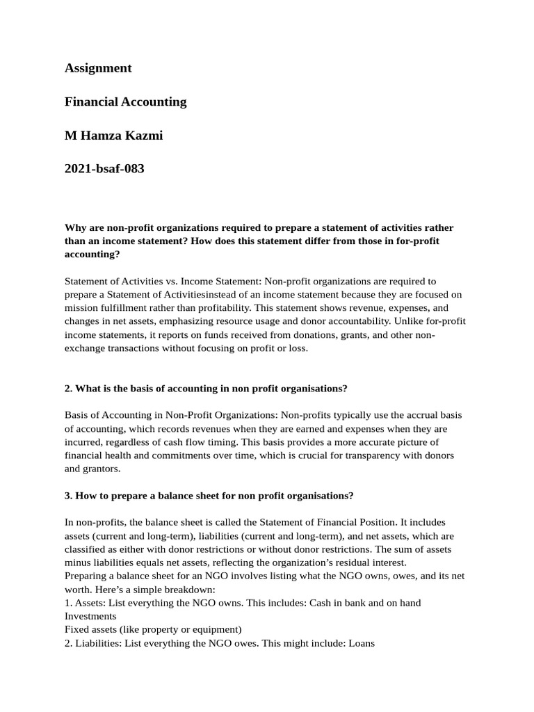 Assignment | PDF | Balance Sheet | Expense
